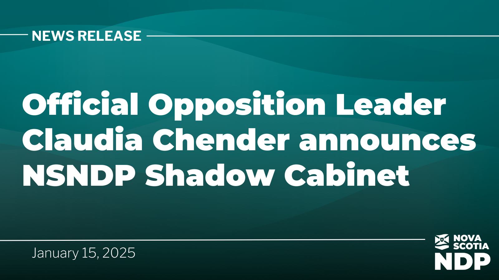 Official Opposition Leader Claudia Chender announces NSNDP Shadow ...