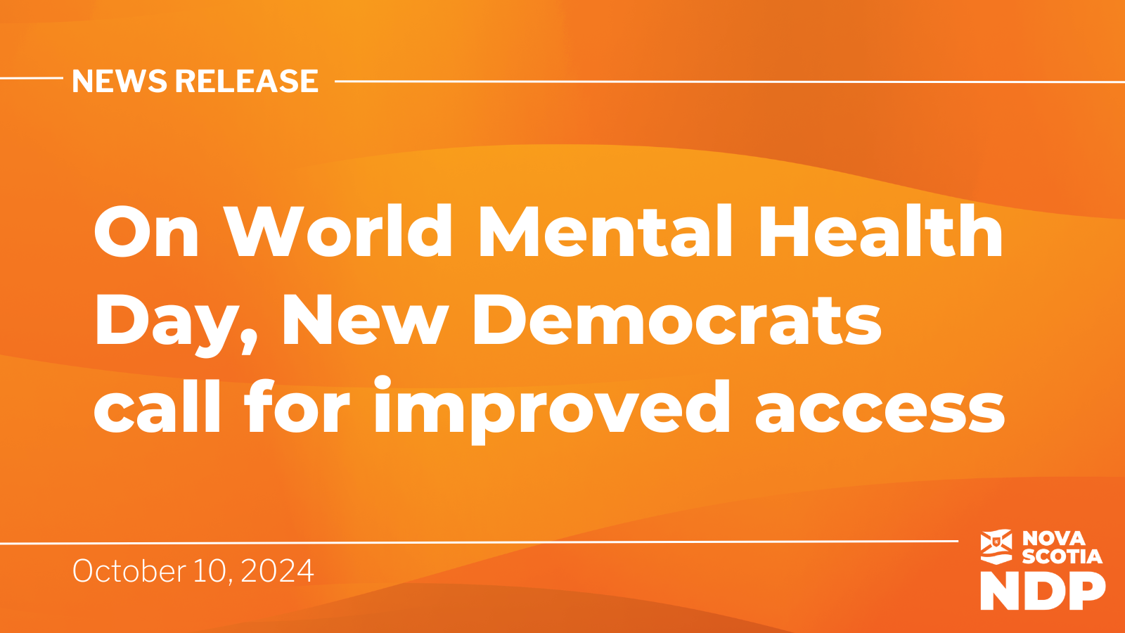 On World Mental Health Day, New Democrats call for improved access ...